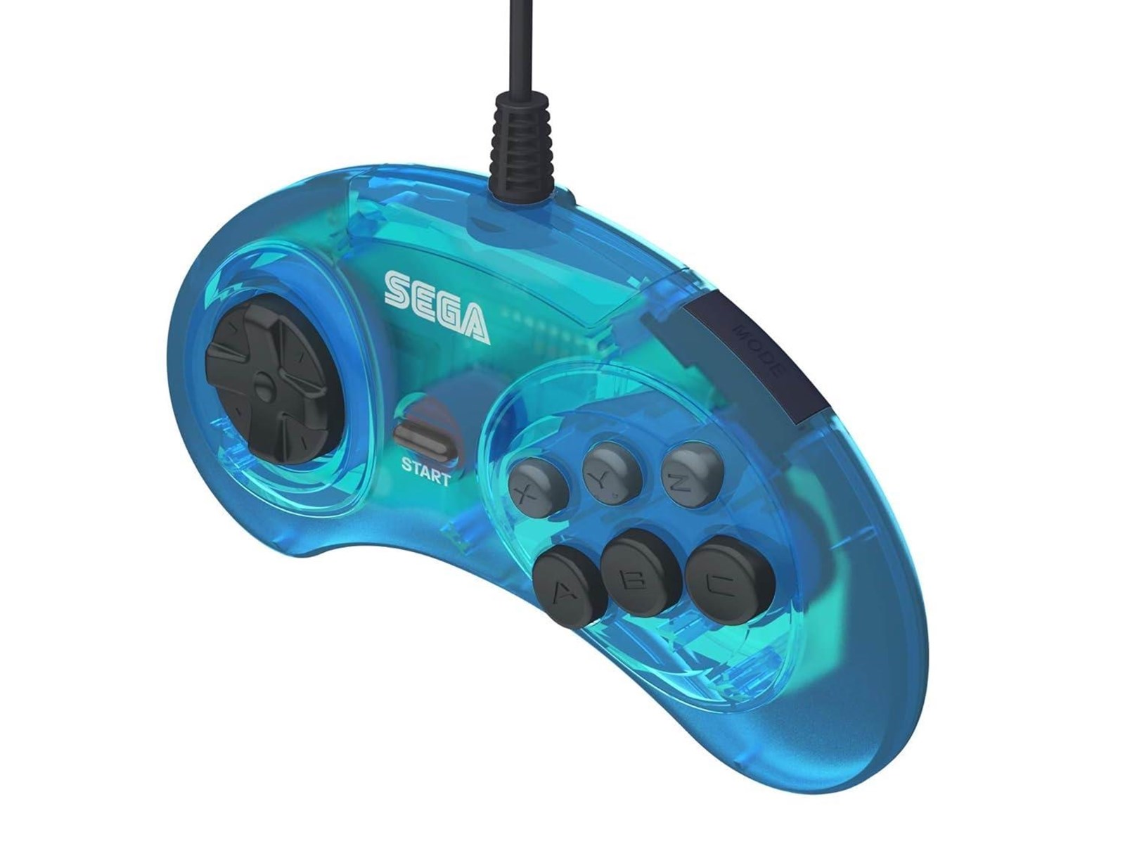Retro-Bit 6-button Arcade Pad - Clear Blue - Wired Controller - Sega ...